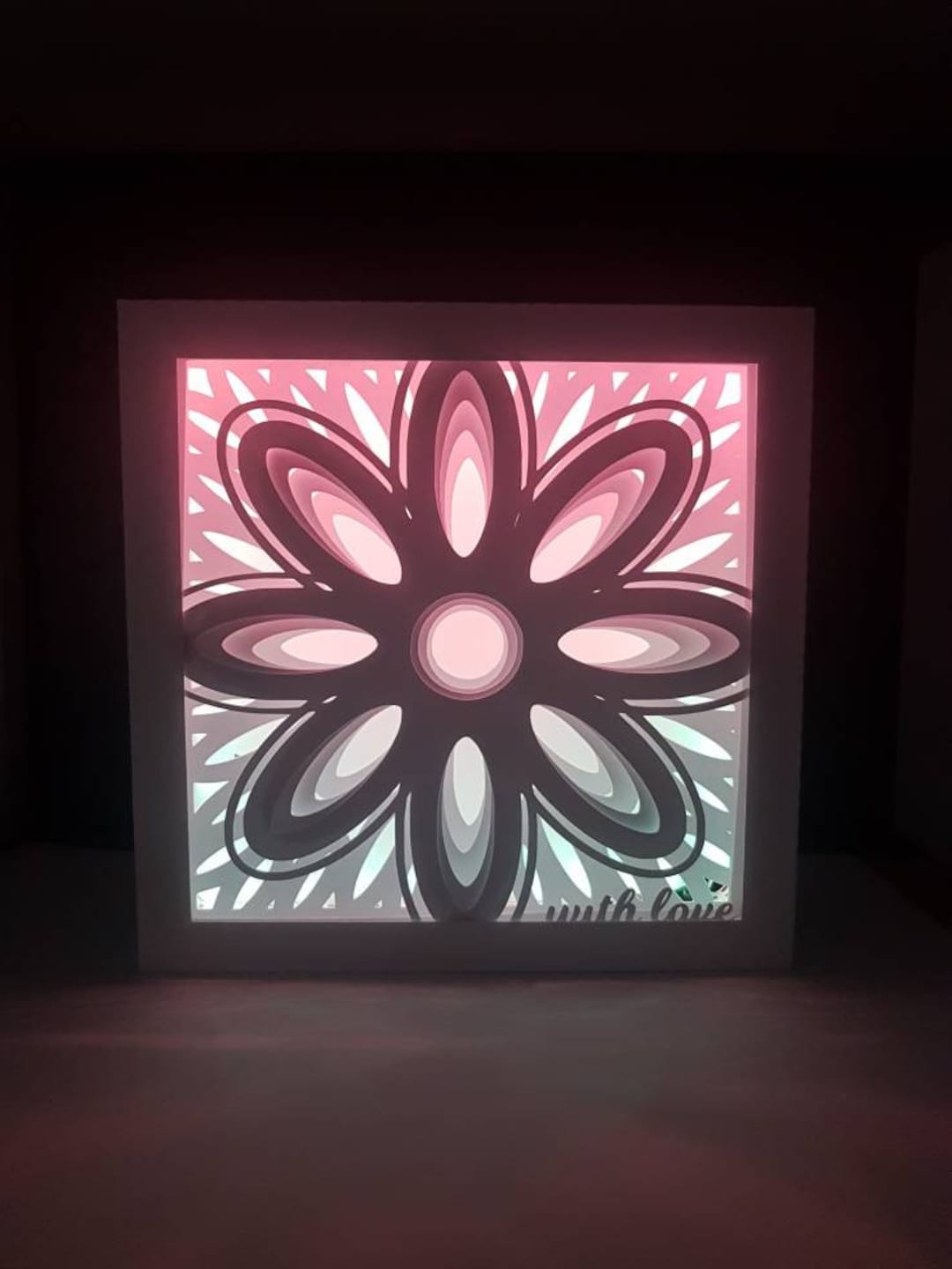 Flower With Love Shadow Box SVG PDF PNG Paper Cutting Instant Download ...