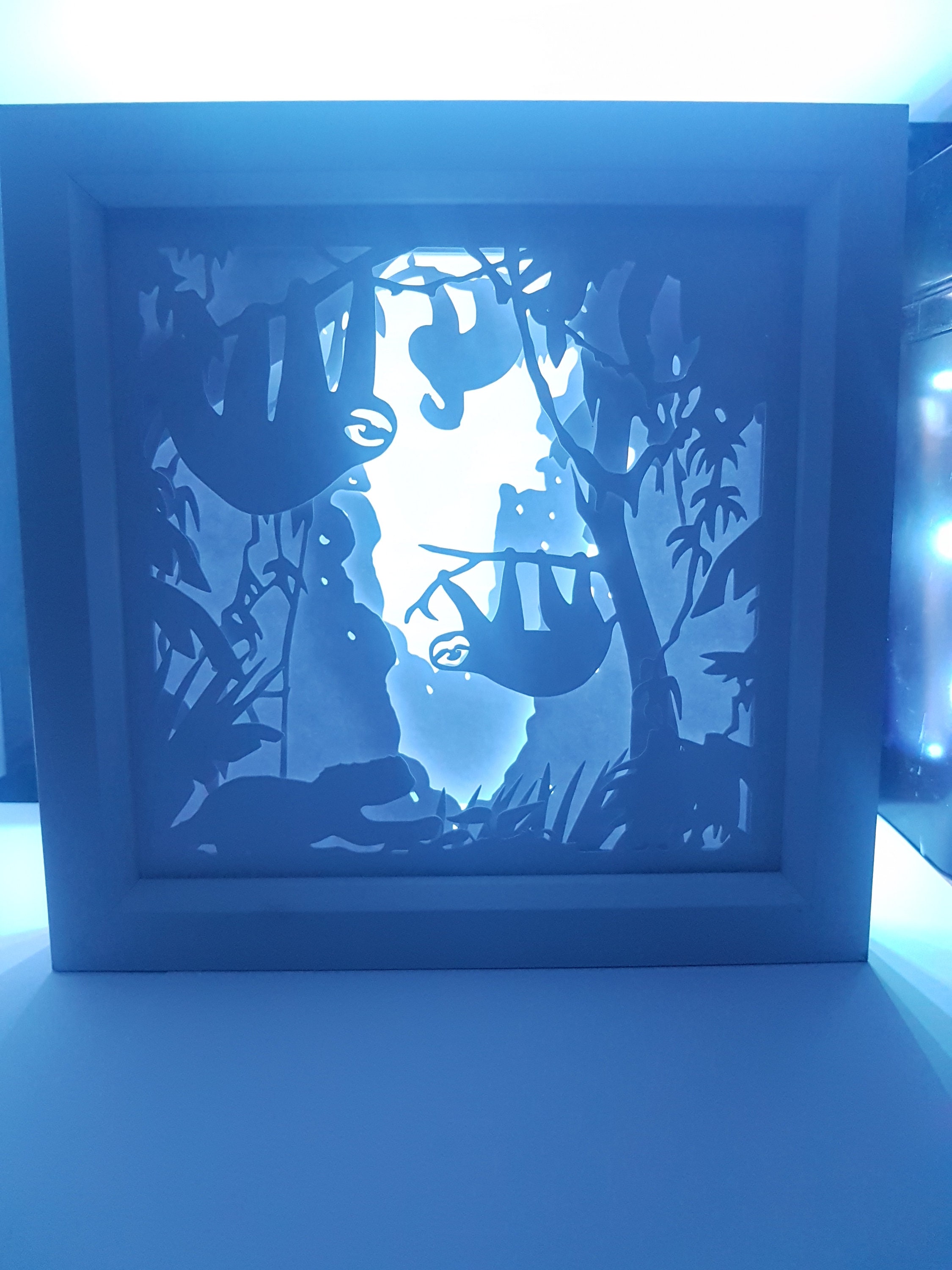 Sloth Jungle shadow box SvG PDF PNG paper cutting instant | Etsy