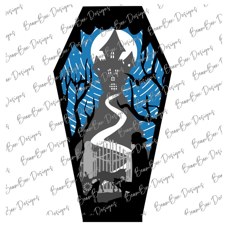 Frame and Layers Combo Coffin Dracula Shadow Light Box Paper Cutting ...