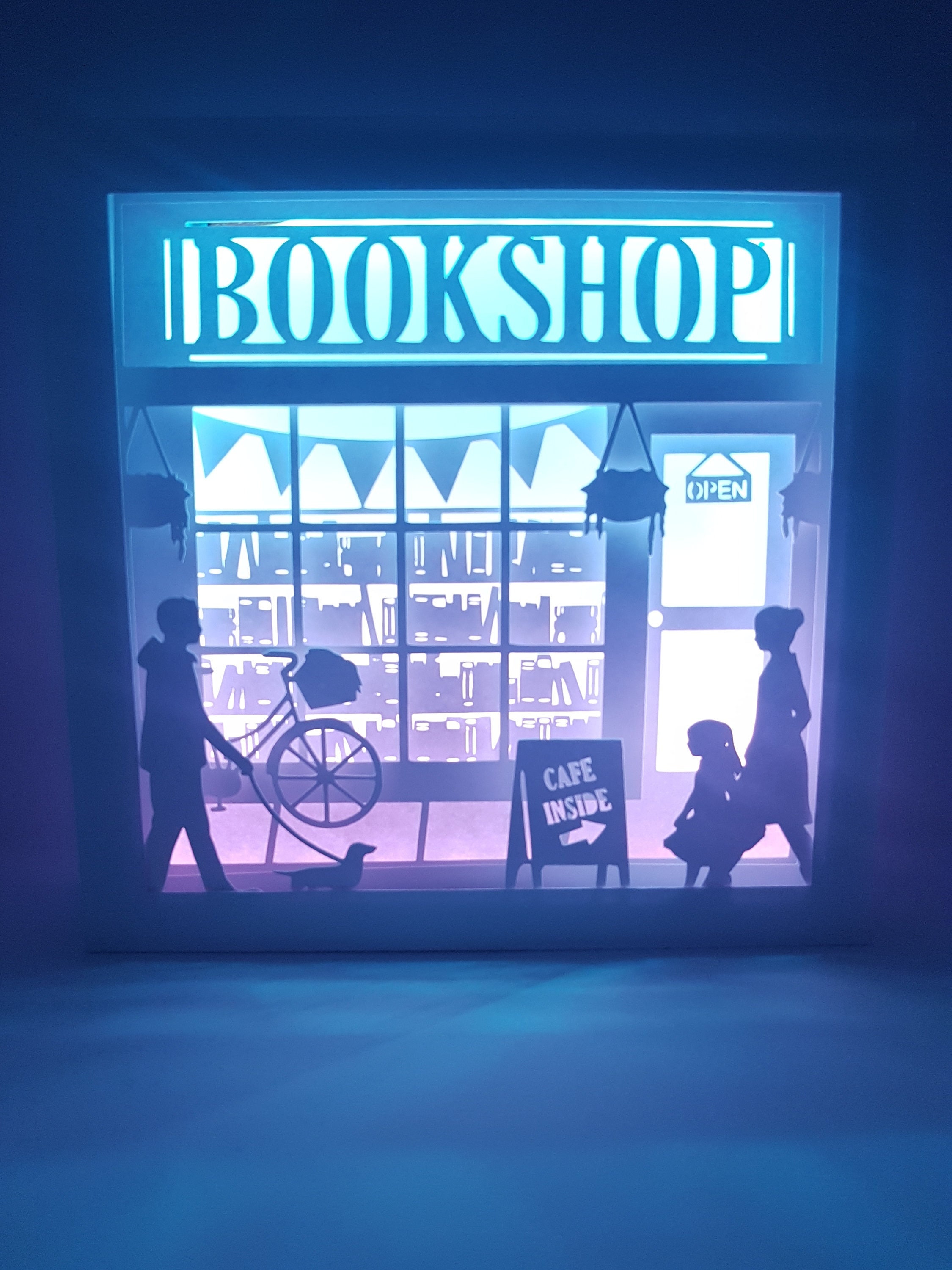 Bookshop Shadow Box SVG PDF PNG Paper Cutting Instant Download Template ...