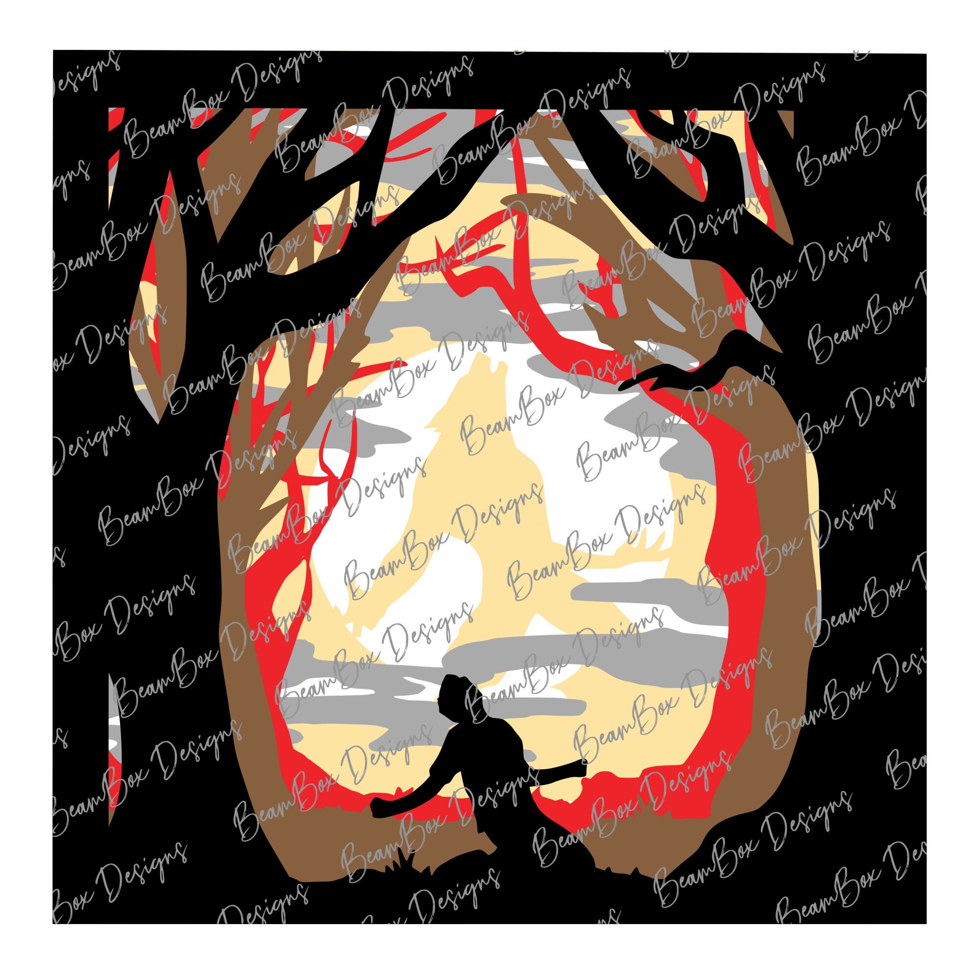 Wolfman Werewolf Halloween shadow box SVG PDF PNG paper | Etsy