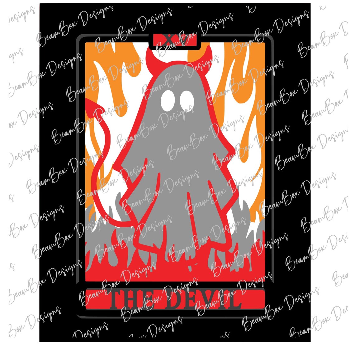 Ghost Tarot Card the Devil A4 and 8X10 Halloween Shadow Box SVG PDF PNG ...
