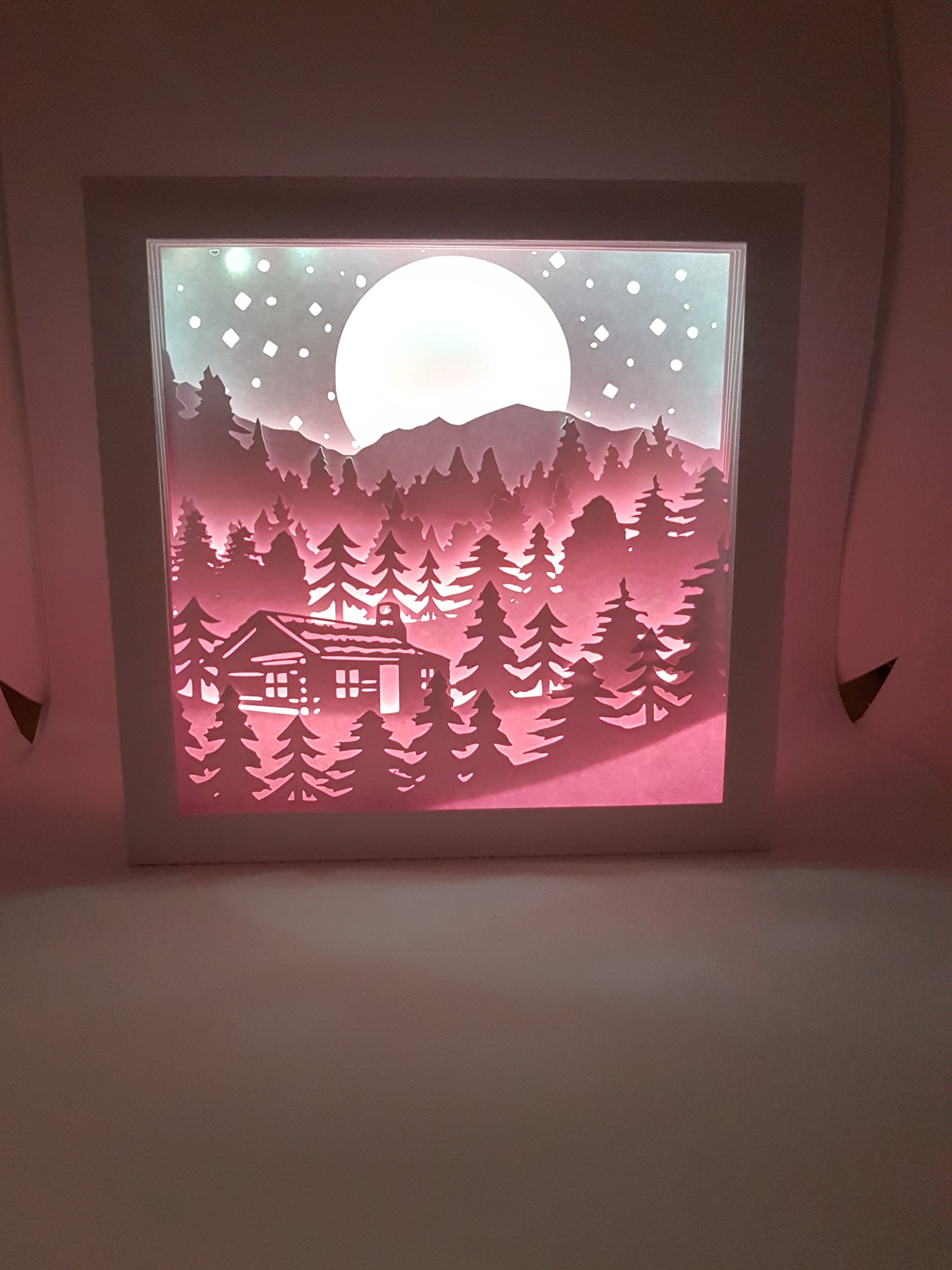 Cabin Forrest Shadow Box SVG PDF PNG Paper Cutting Instant Download ...