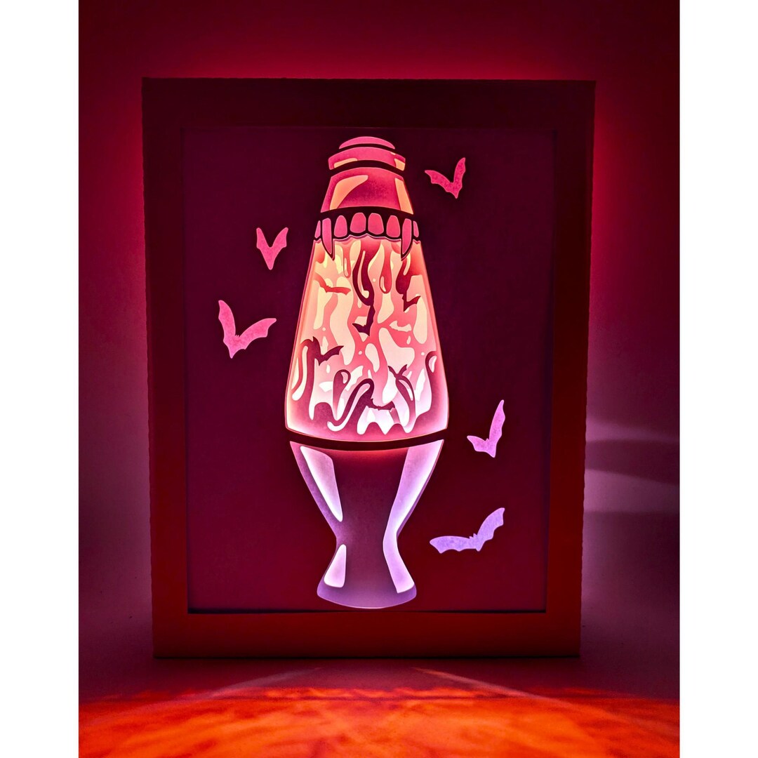 Vampire Bat Blood Lava Lamp Shadow Box SVG PDF PNG Halloween A4 and ...