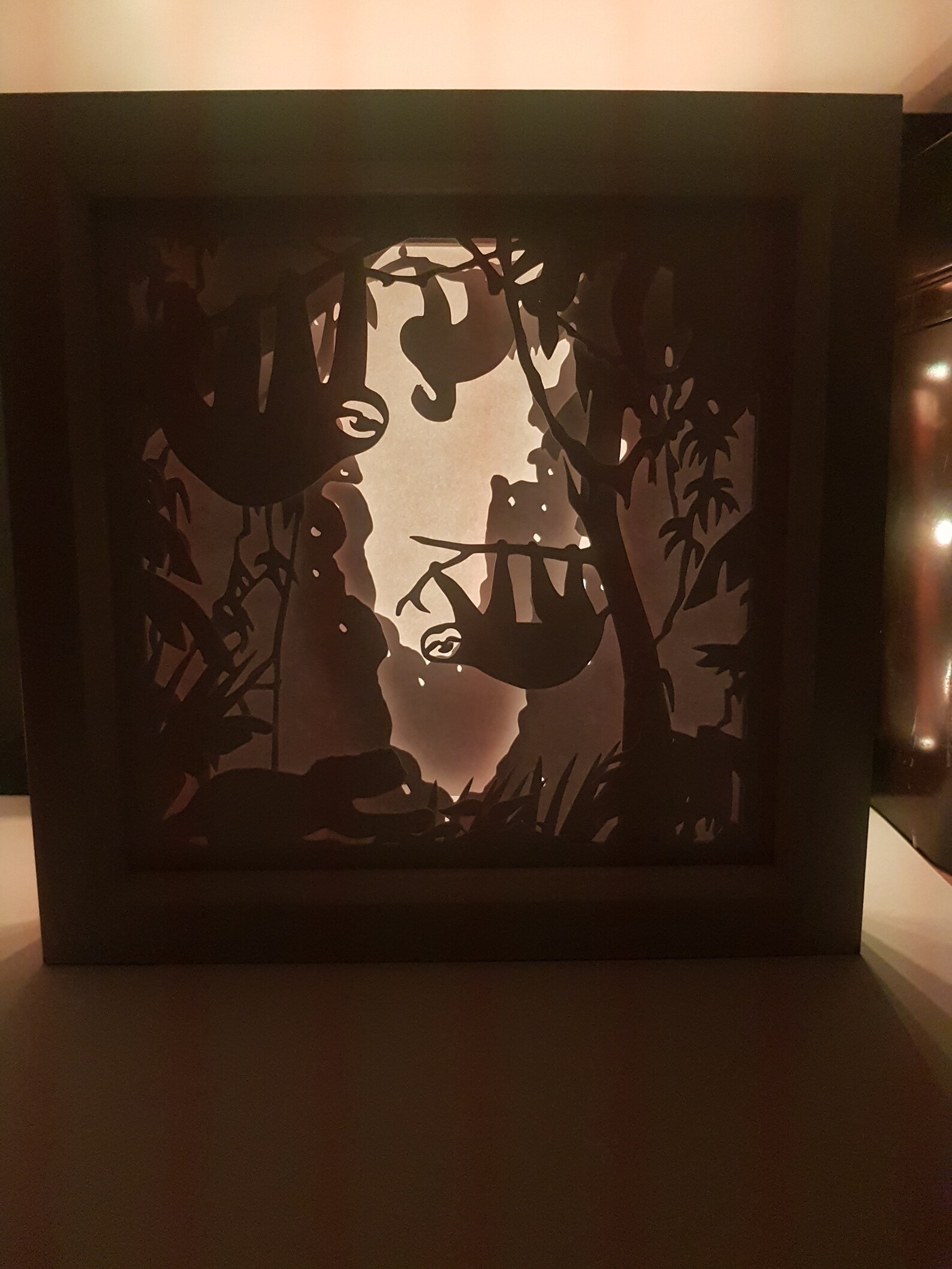 Sloth Jungle shadow box SvG PDF PNG paper cutting instant | Etsy