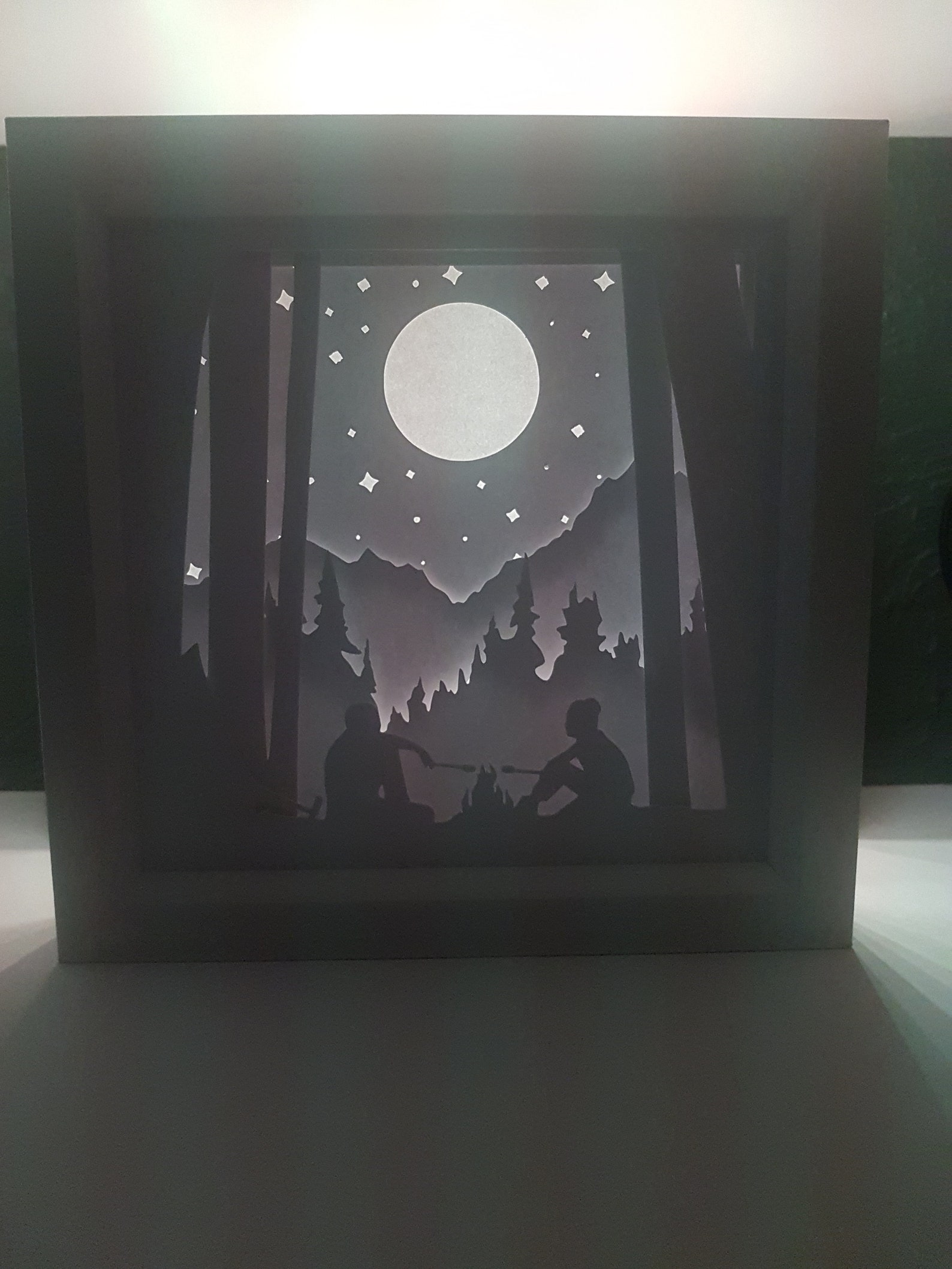 Camping forest woods shadow box SVG PDF PNG paper cutting | Etsy