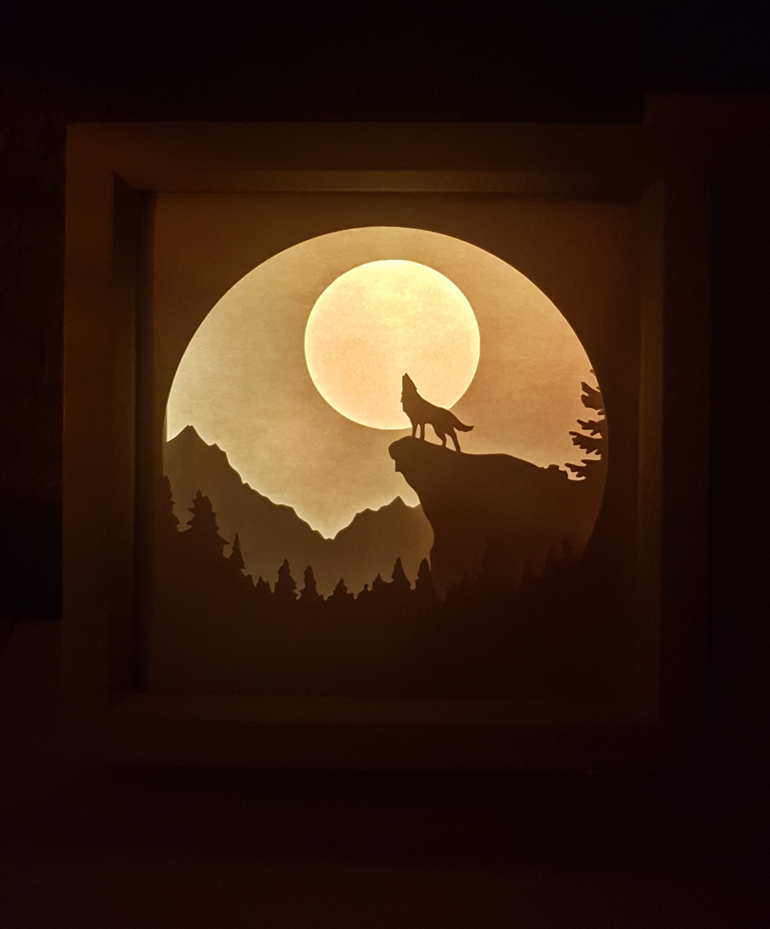 Howling Wolf Shadow Box SVG PDF PNG Paper Cutting Download | Etsy