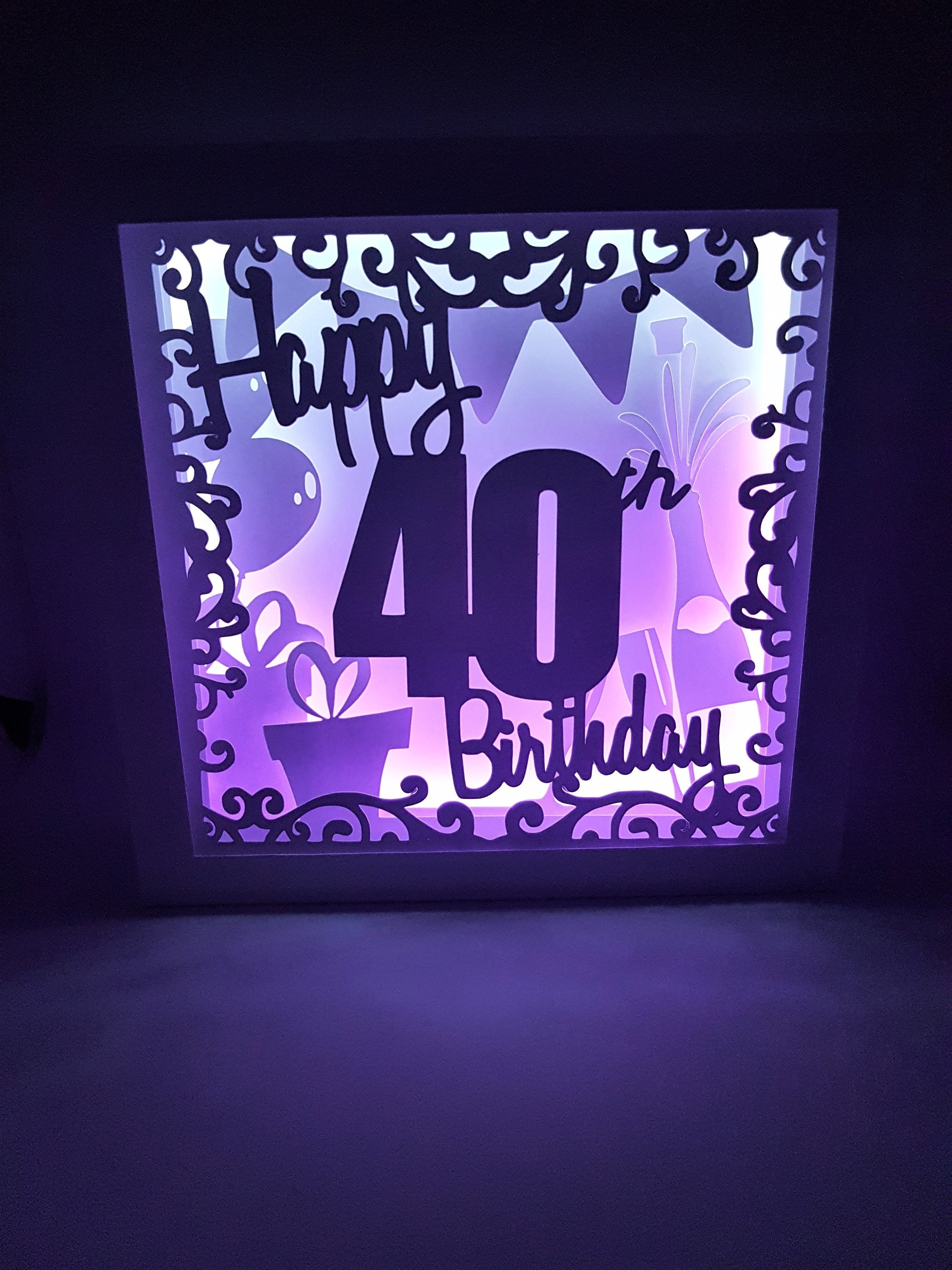 Happy 40th Birthday Shadow Box SVG PDF PNG Paper Cutting - Etsy