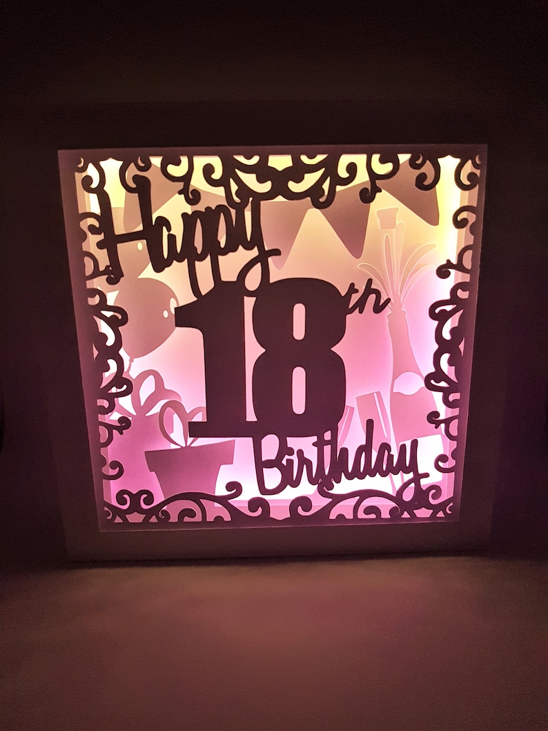 Happy 18th Birthday Shadow Box SVG PDF PNG Paper Cutting - Etsy UK