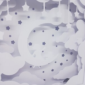 Girl on Moon Shadow Box SVG PDF PNG Paper Cutting Instant Download ...