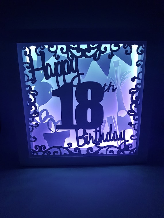 Happy 18th Birthday Shadow Box SVG PDF PNG Paper Cutting | Etsy UK