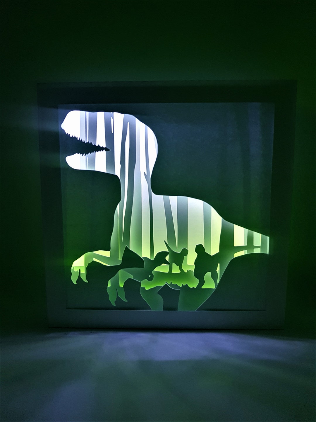 Velociraptor Shadow Box SVG PDF PNG Paper Cutting Instant Download ...