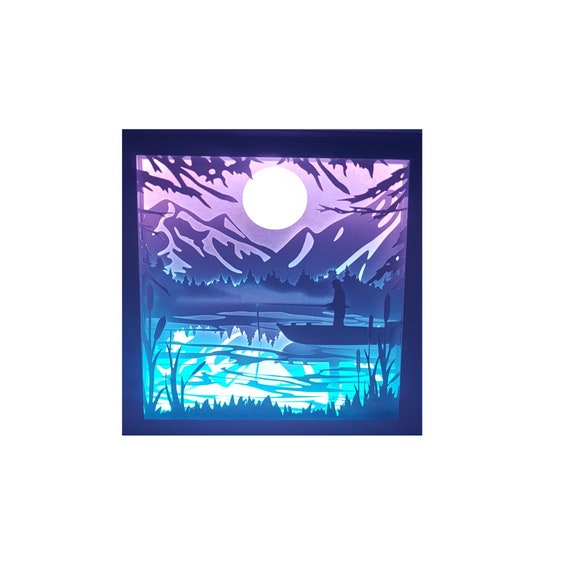 Fishing Lake Shadow Box SVG PDF PNG Paper Cutting Instant - Etsy
