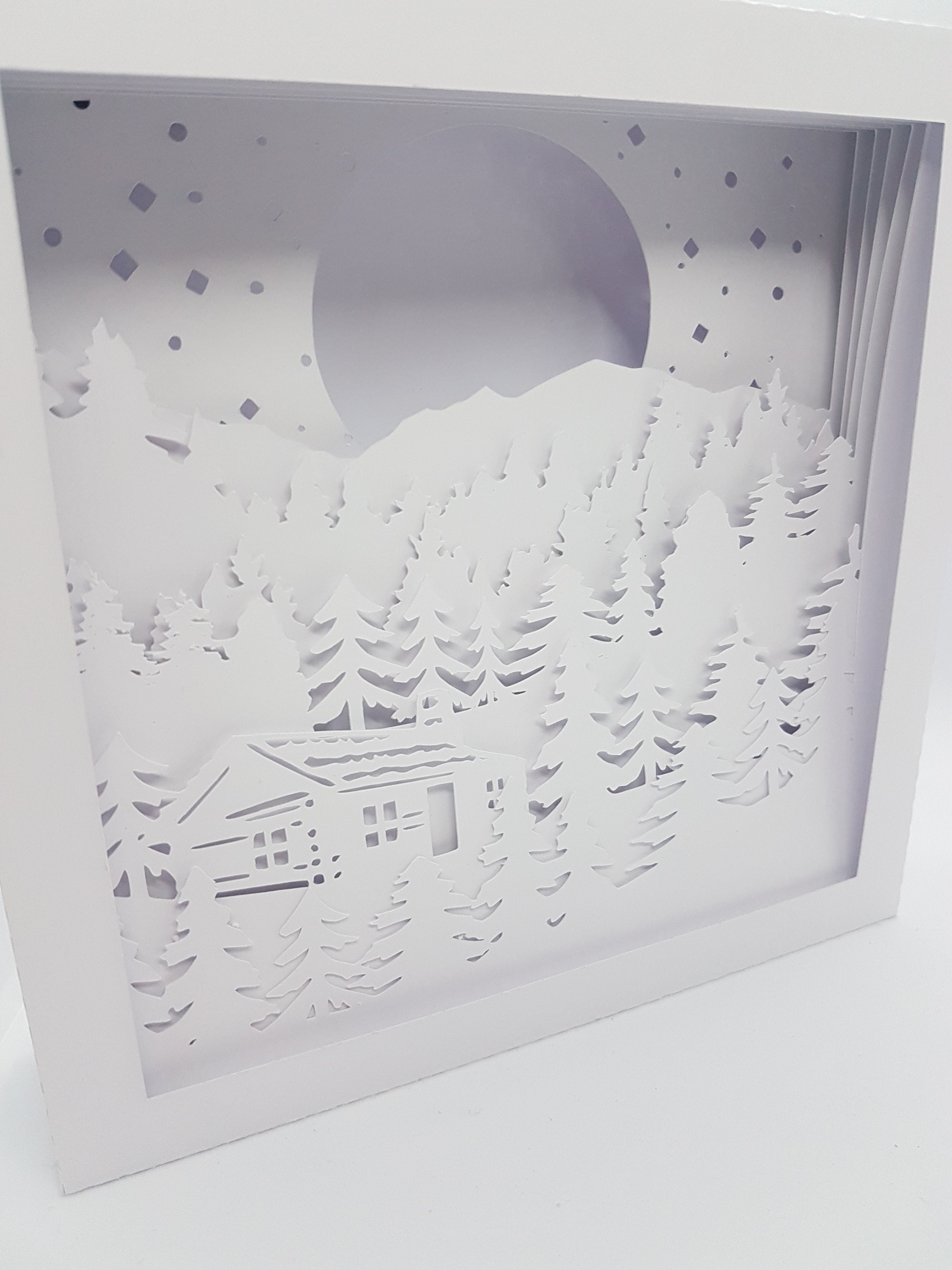 Cabin Forrest Shadow Box SVG PDF PNG Paper Cutting Instant Download ...