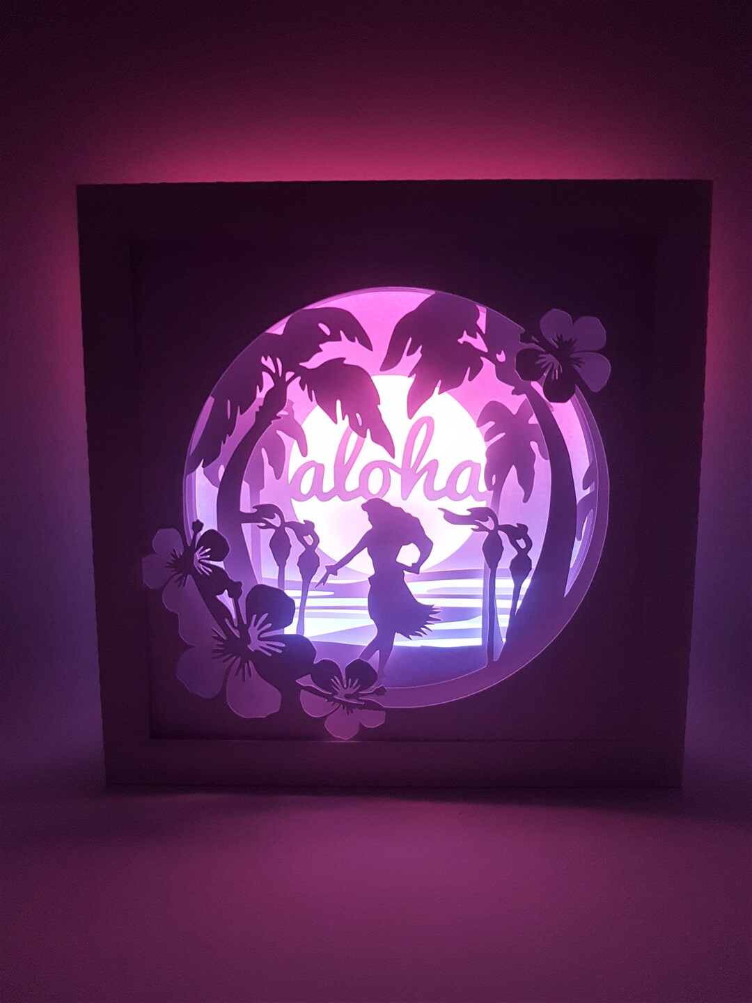 Aloha Hawaii Beach Shadow Box SVG PDF PNG Paper Cutting Instant ...