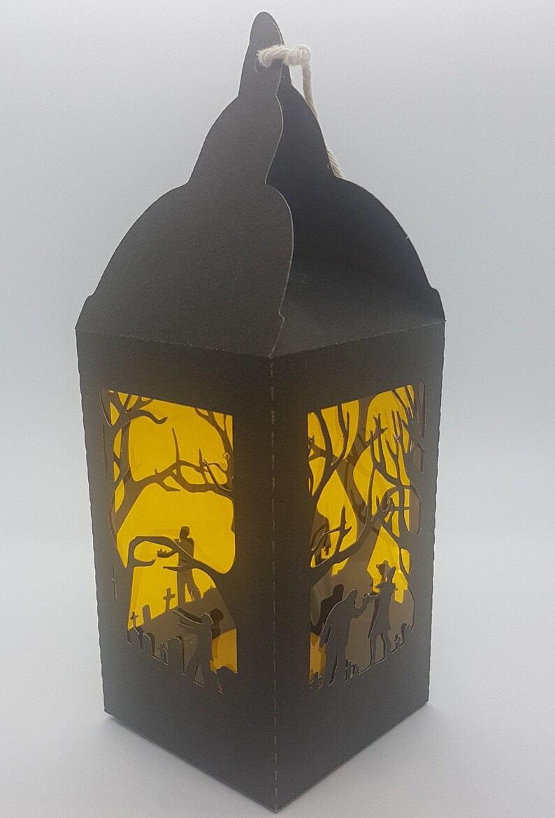 Zombie Lantern Halloween Haunted Forest Paper Cutting Template SVG PNG ...