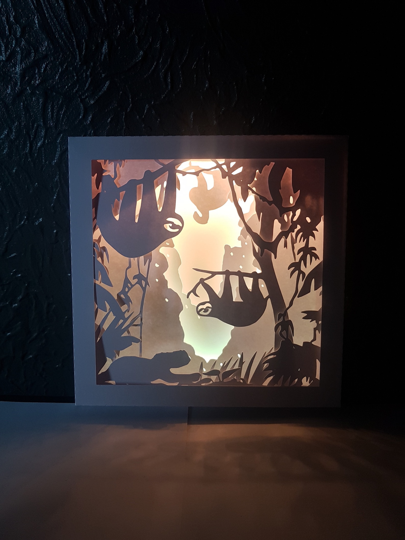 Sloth Jungle Shadow Box Svg PDF PNG Paper Cutting Instant - Etsy UK