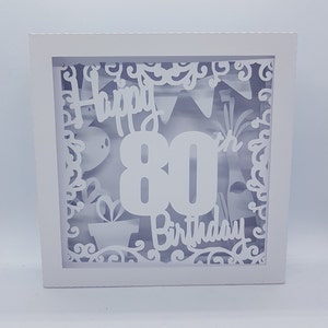 Happy 80th Birthday Shadow Box SVG PDF PNG Paper Cutting Instant ...