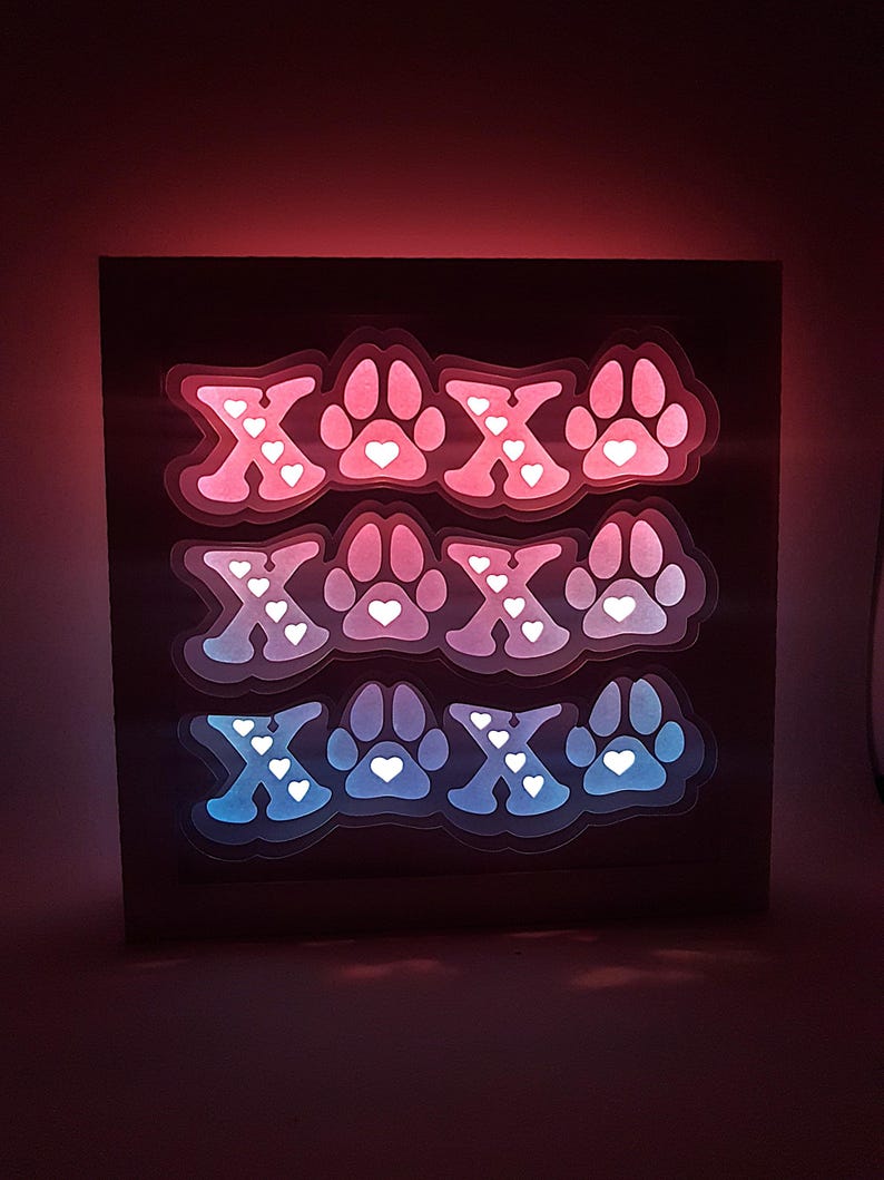 XOXO Paw Dog Cat Shadow Box SVG PDF Png Paper Cutting Instant Download ...
