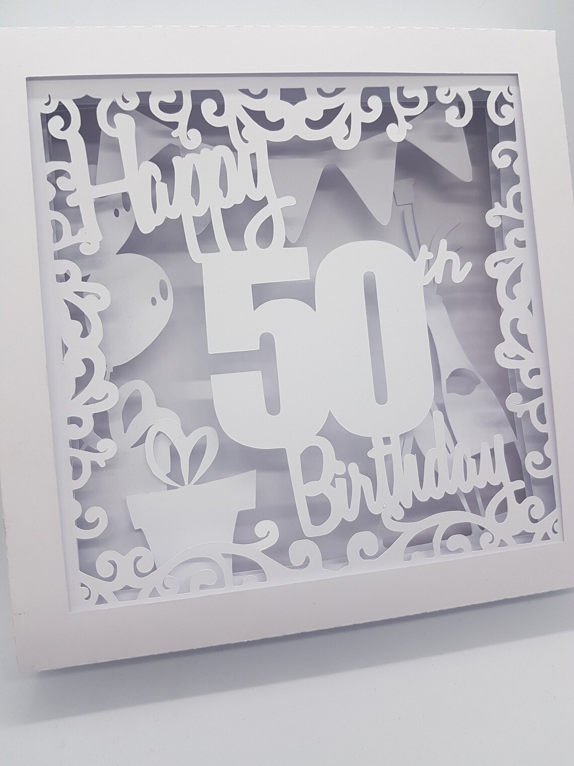 Happy 50th Birthday Shadow Box SVG PDF PNG Paper Cutting Instant ...