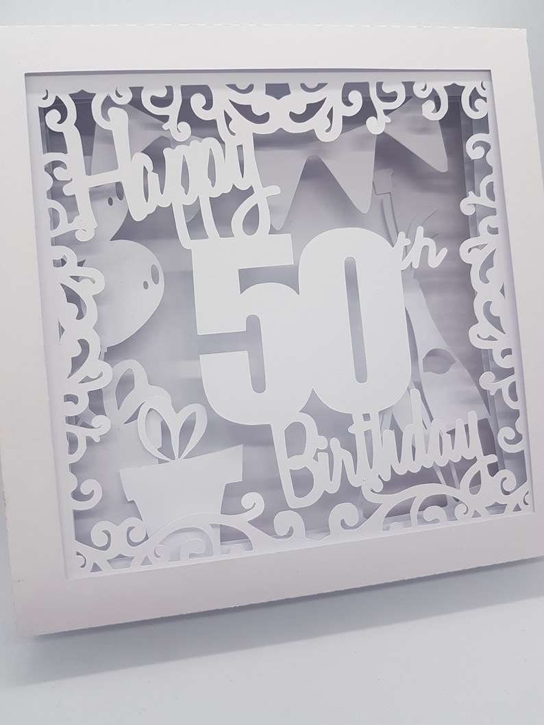 Happy 50th Birthday Shadow Box SVG PDF PNG Paper Cutting Instant ...