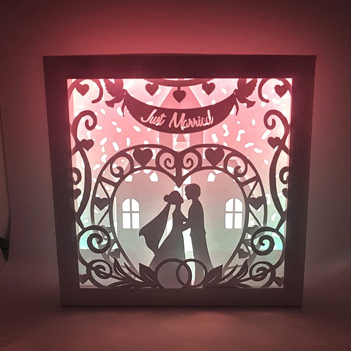 Mr and Mrs Just Married Shadow Box SVG PDF PNG Paper Cutting | Etsy UK