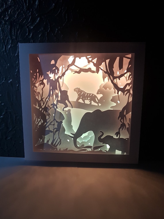 Animal Jungle shadow box SVG PDF PNG paper cutting instant | Etsy