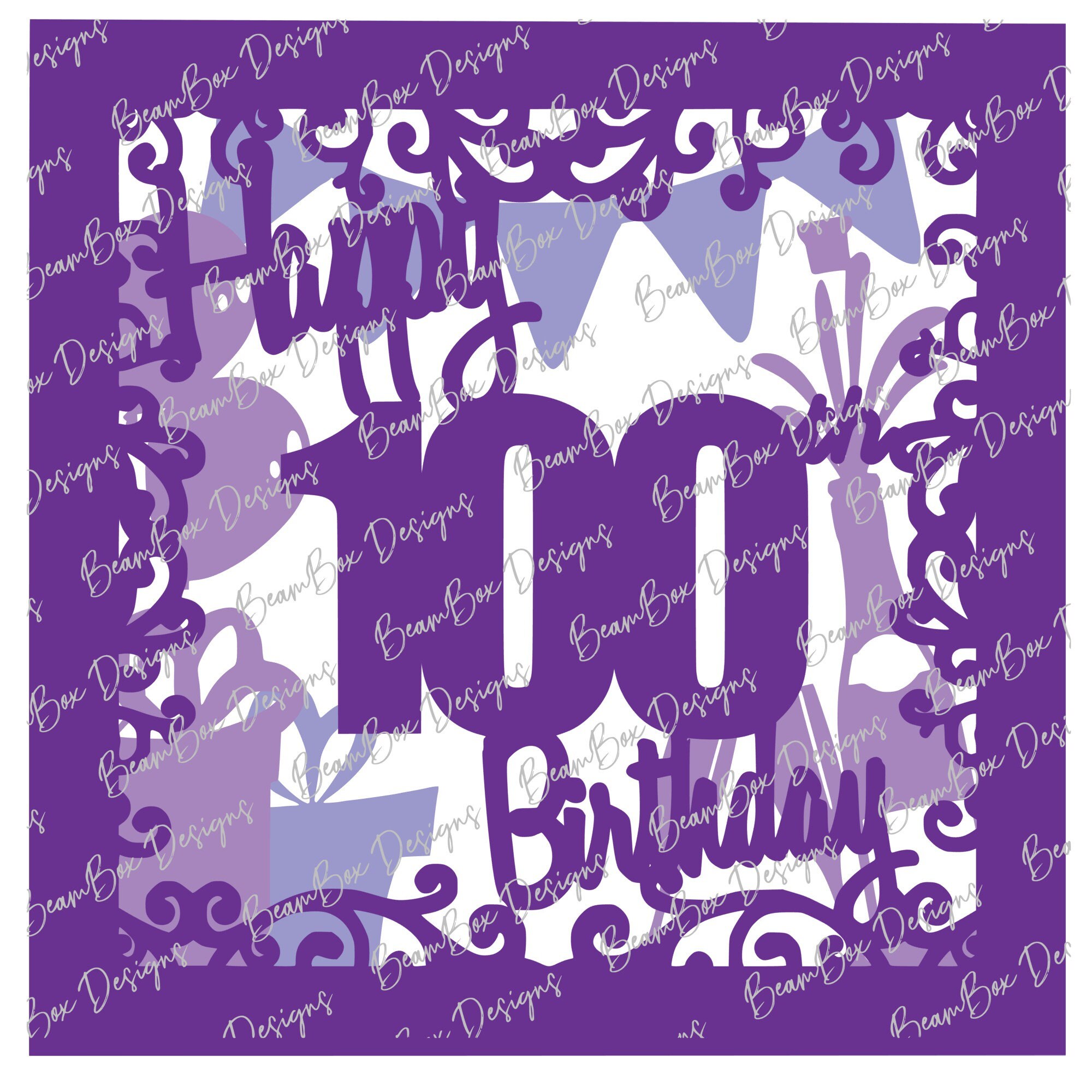 Happy 100th Birthday Shadow Box SVG PDF PNG Paper Cutting - Etsy