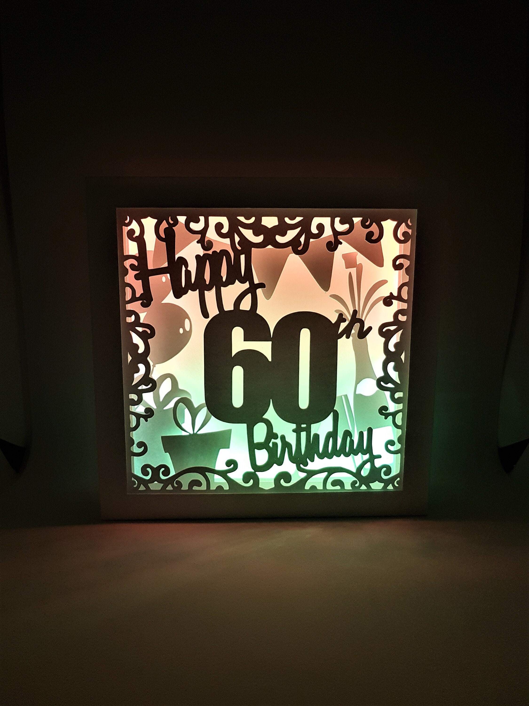 Happy 60th Birthday Shadow Box SVG PDF PNG Paper Cutting Instant ...