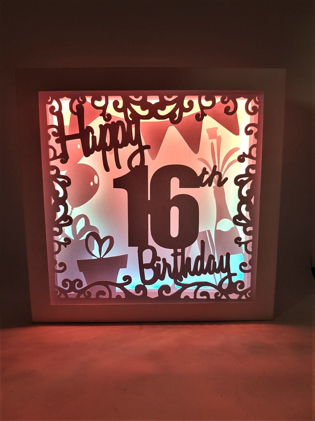 Happy 16th Birthday Shadow Box SVG PDF PNG Paper Cutting Instant ...