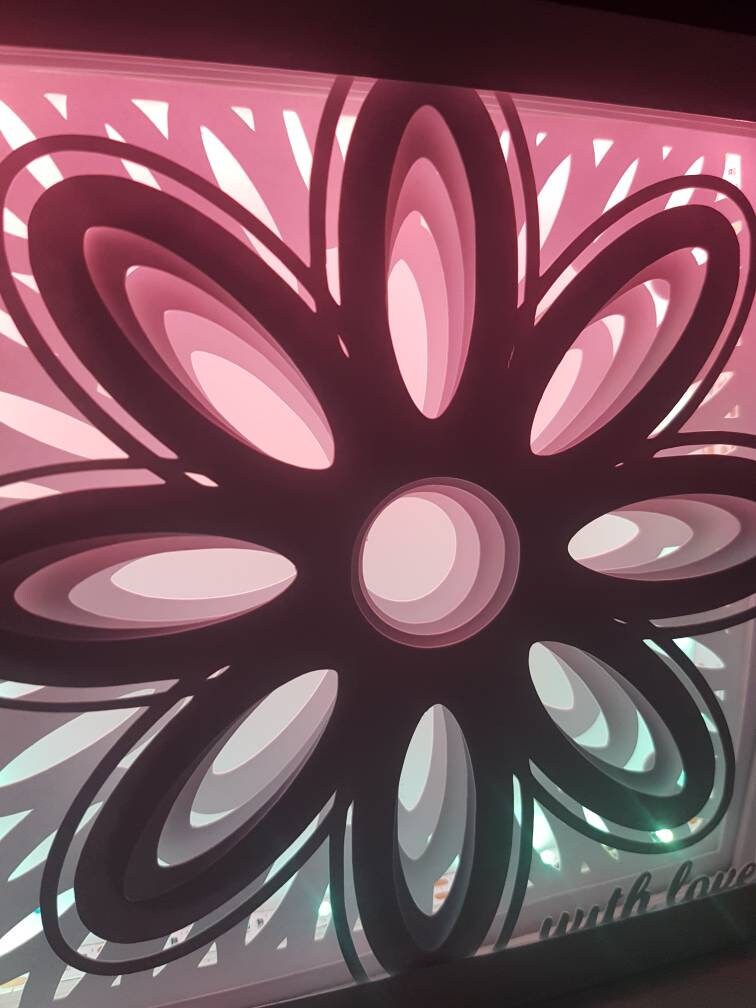 Flower with love shadow box SVG PDF PNG paper cutting instant | Etsy