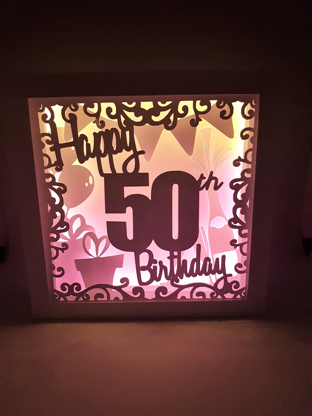 Happy 50th Birthday Shadow Box SVG PDF PNG Paper Cutting Instant ...