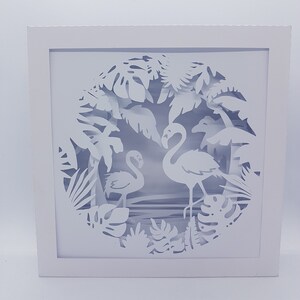 Flamingo Shadow Box SVG PDF PNG Paper Cutting Instant Download Template ...