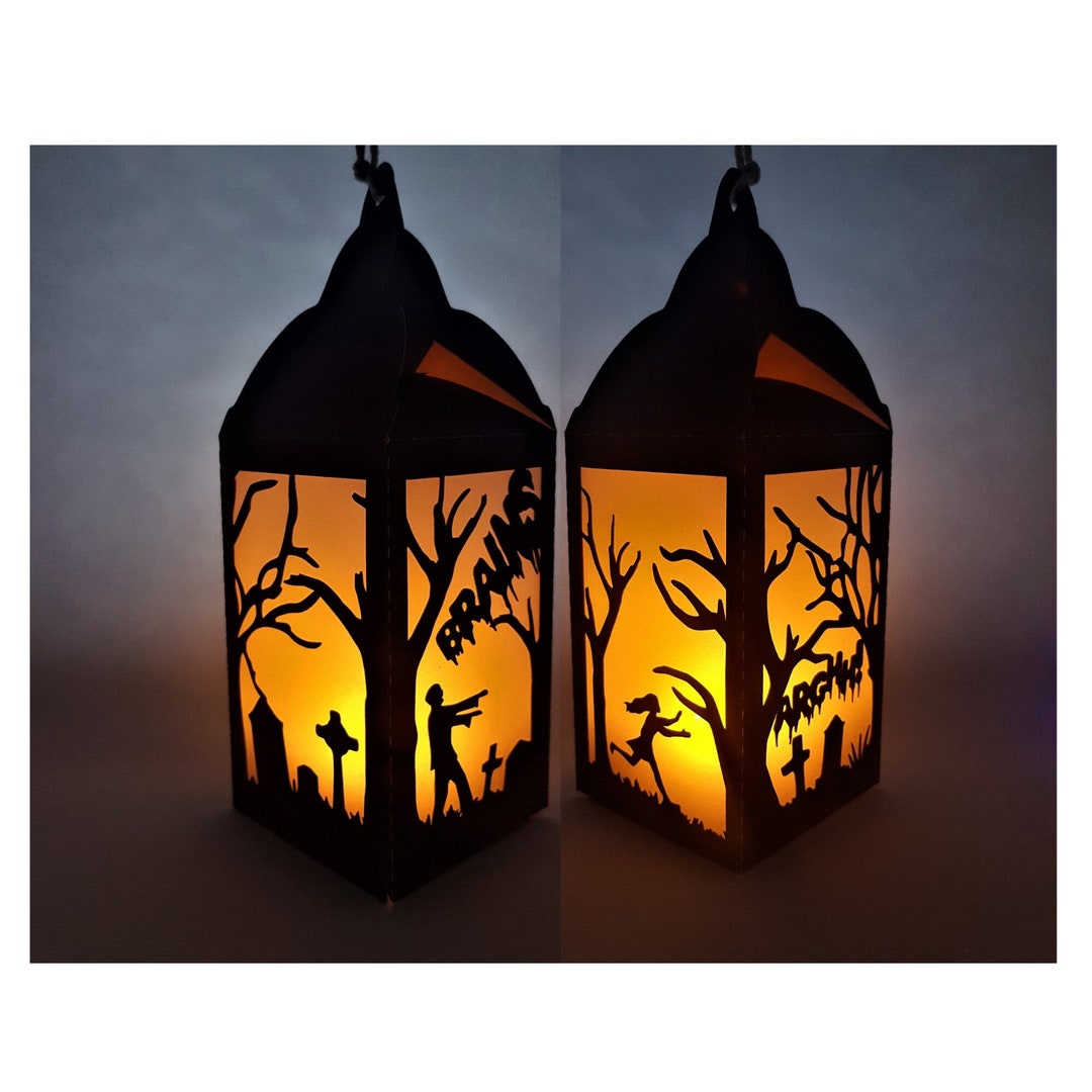 Zombie Brains Comic Style Paper Cutting Lantern Template SVG PNG PDF ...