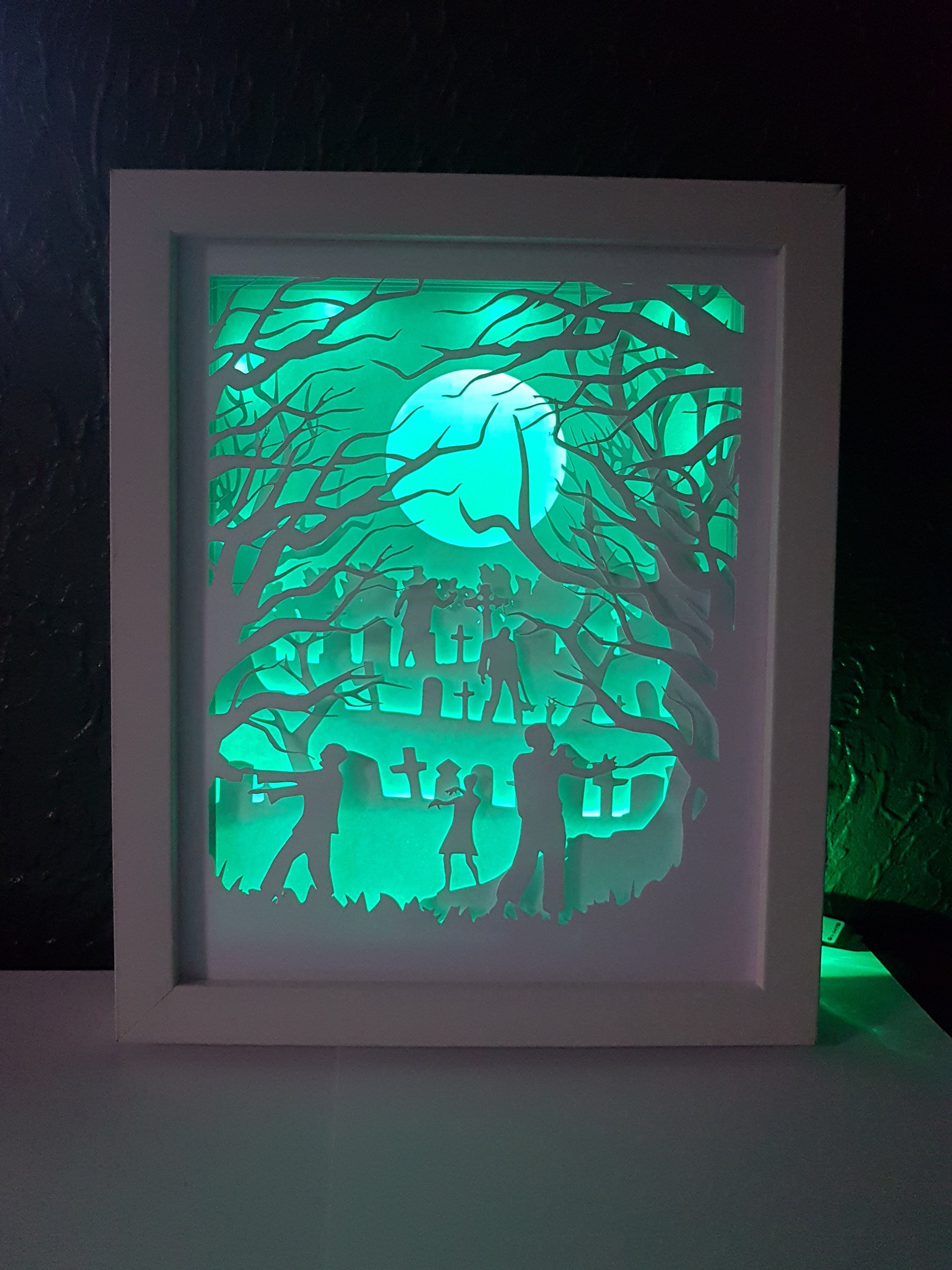 Zombie Graveyard Halloween shadow box SVG PDF PNG paper | Etsy