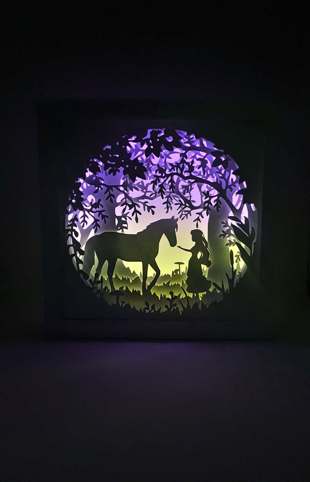 Girl and Horse Shadow Box SVG PDF PNG Paper Cutting Instant Download ...
