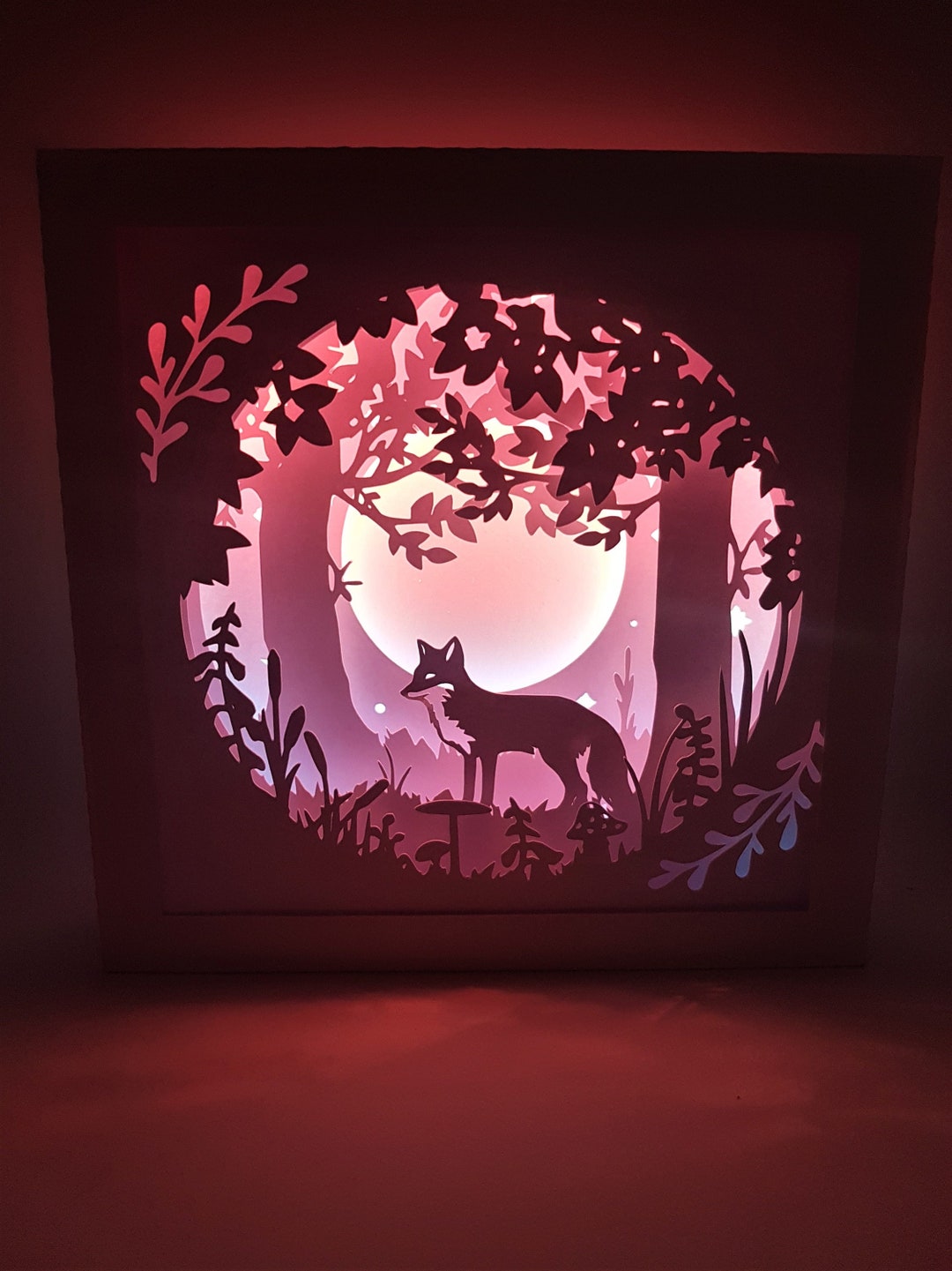 Fox in Woods Forest Shadow Box SVG PDF PNG Paper Cutting Instant ...