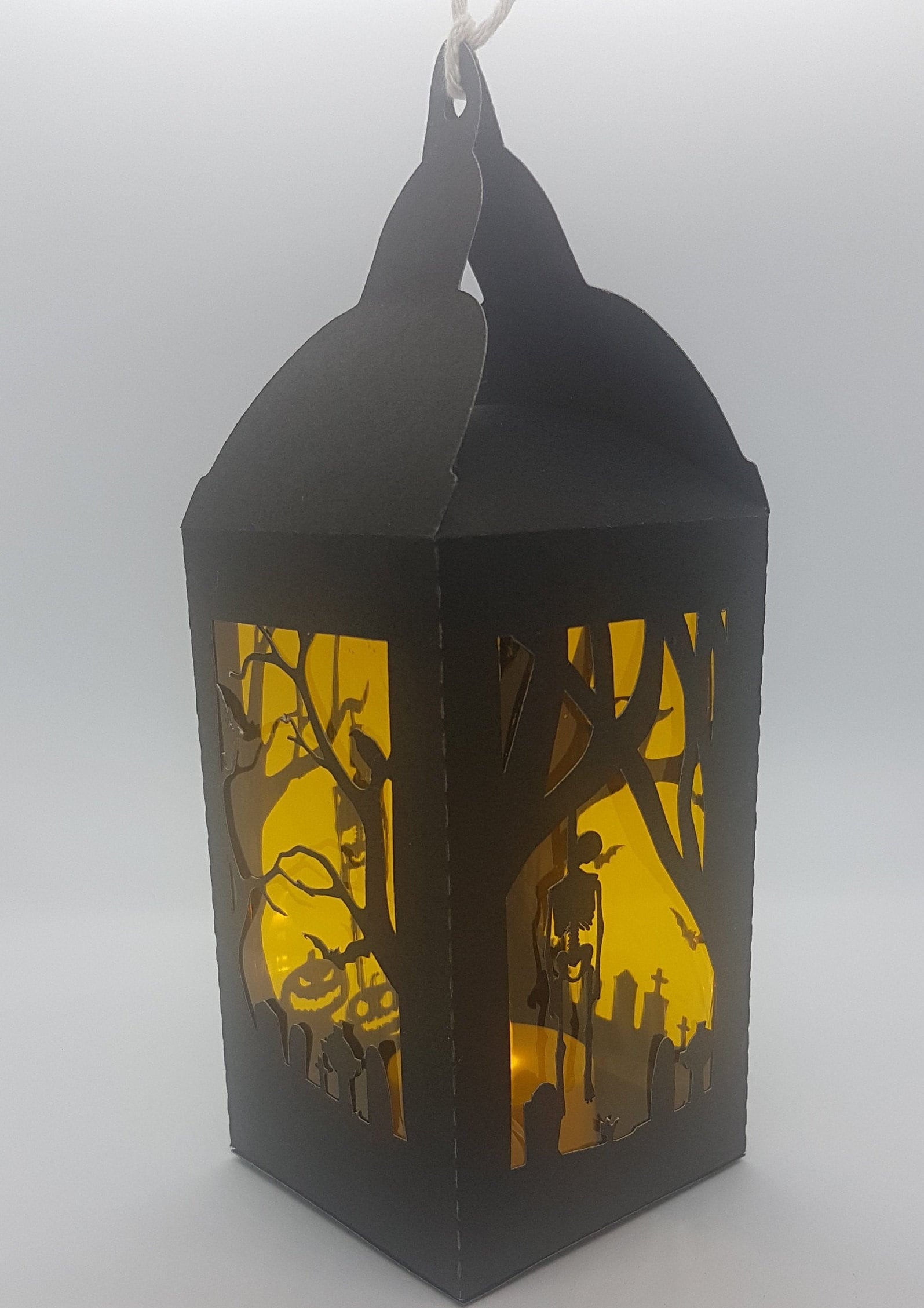 Skeleton Lantern Halloween Haunted Forest Paper Cutting Template SVG ...