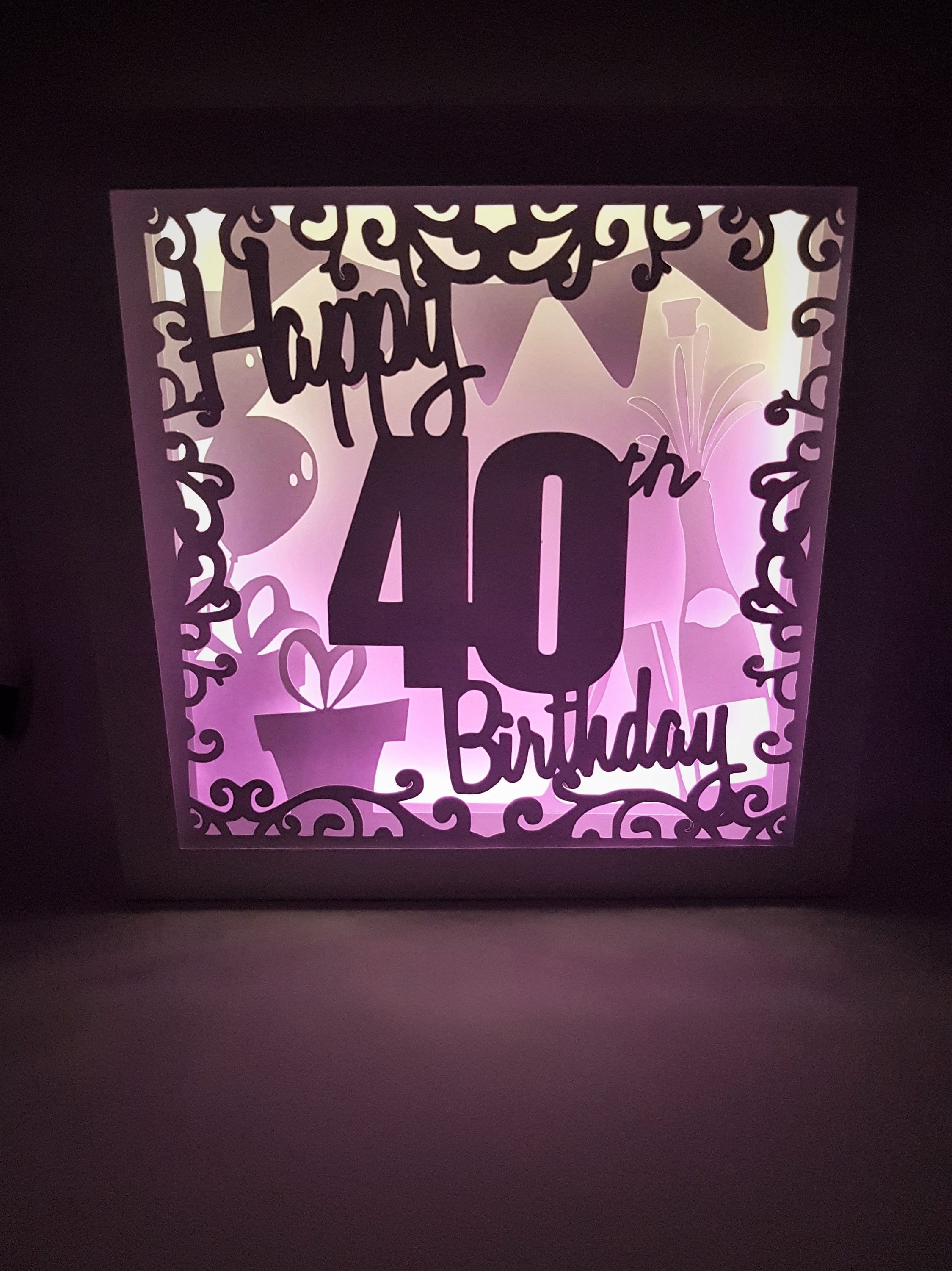 Happy 40th Birthday Shadow Box SVG PDF PNG Paper Cutting - Etsy
