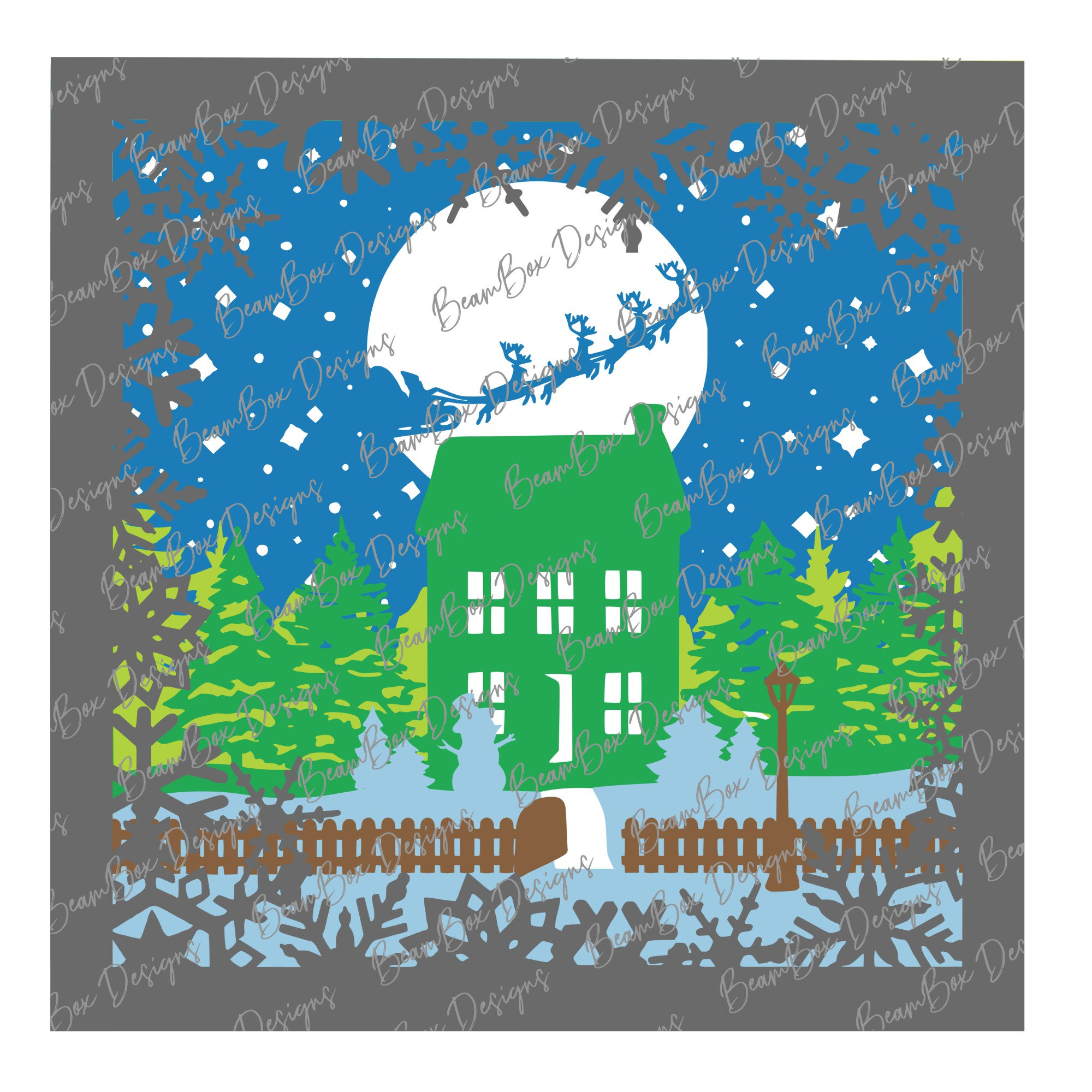 Christmas Santa Clause shadow box SVG PDF PNG paper cutting | Etsy