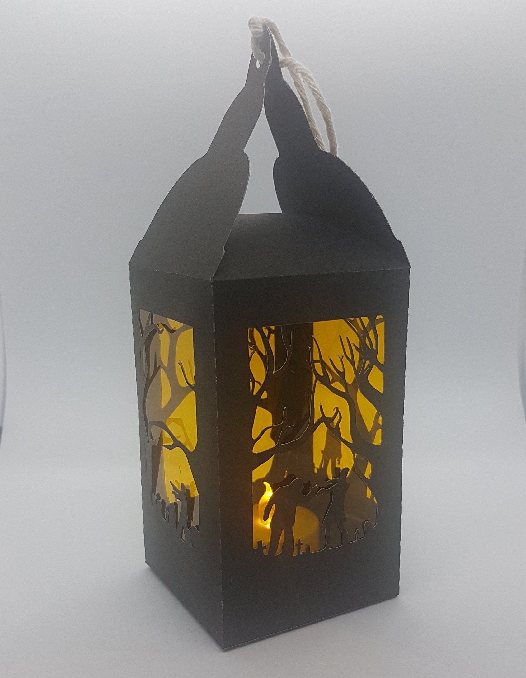 Zombie Lantern Halloween Haunted Forest Paper Cutting Template SVG PNG ...