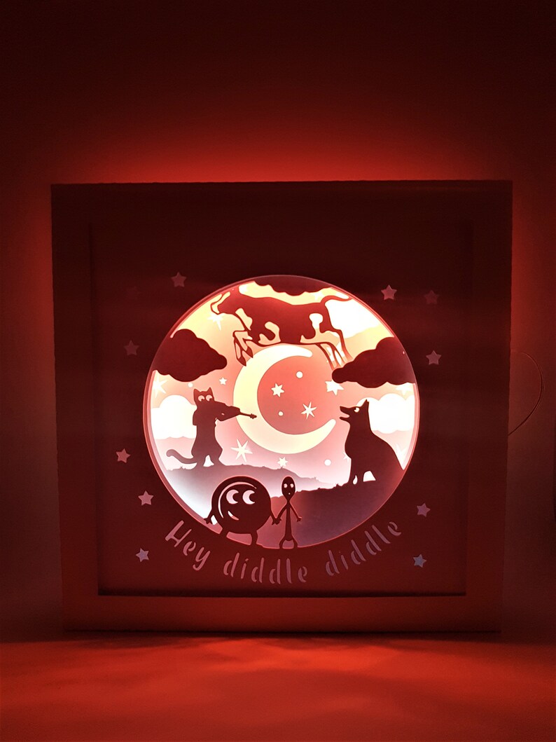 Hey Diddle Diddle Nursery Rhyme Shadow Box SVG PDF PNG Paper Cutting ...