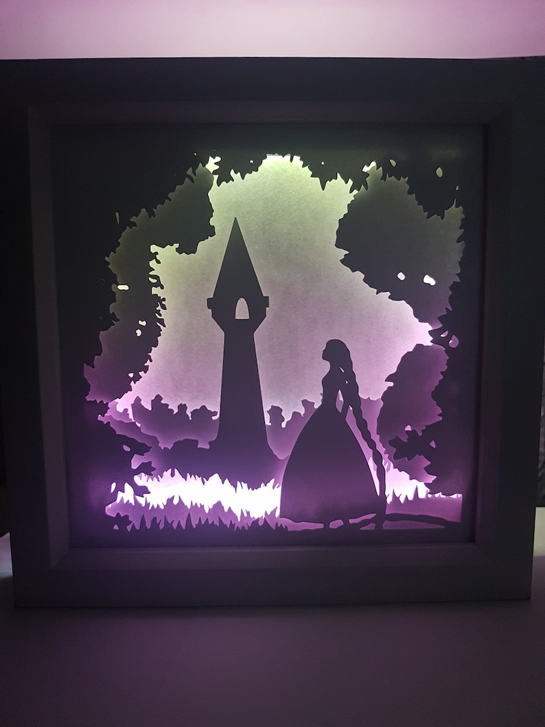 Rapunzel Fairy Tale inspired shadow box SVG PDF PNG paper | Etsy