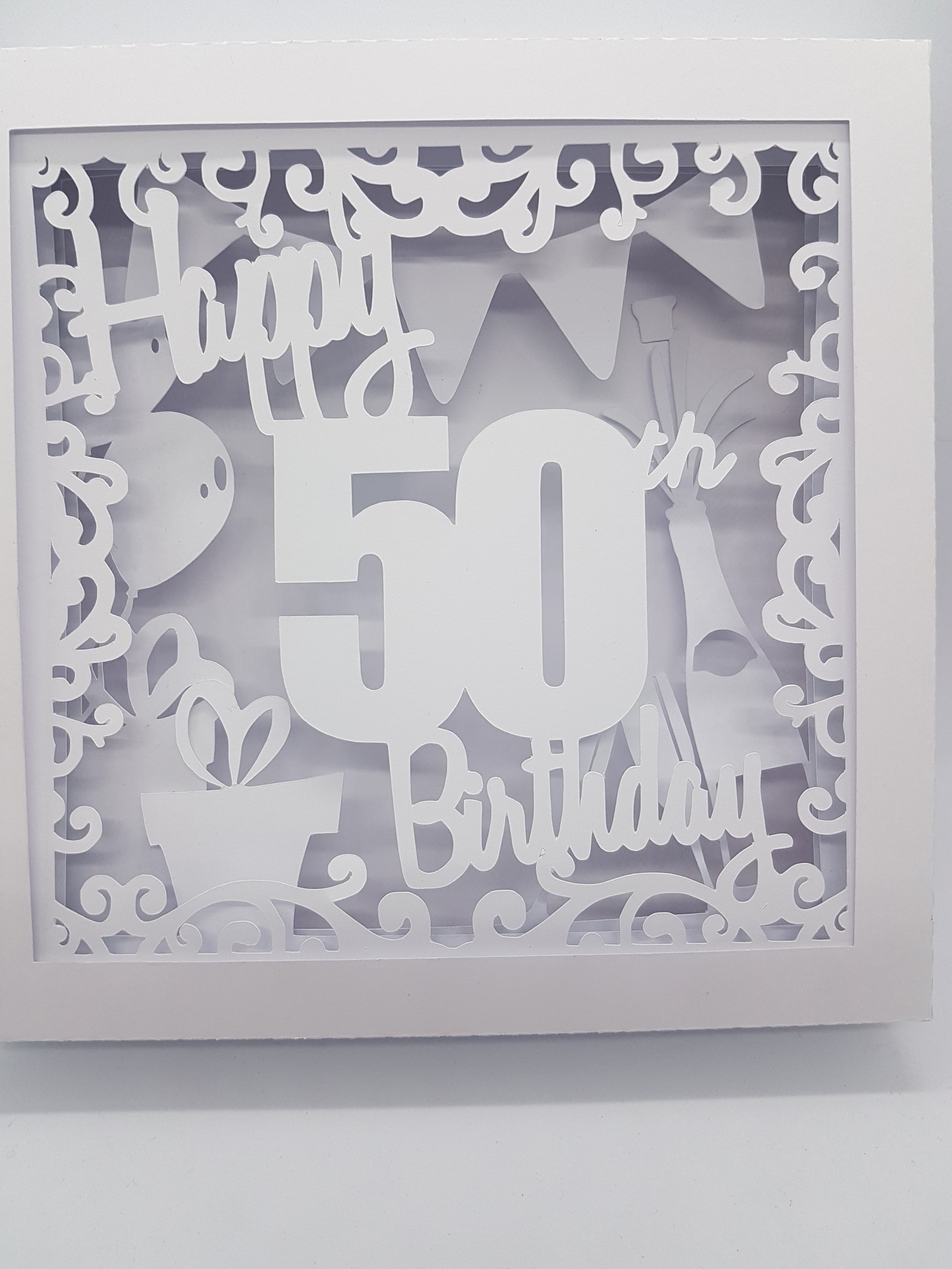 Happy 50th Birthday Shadow Box SVG PDF PNG Paper Cutting Instant ...