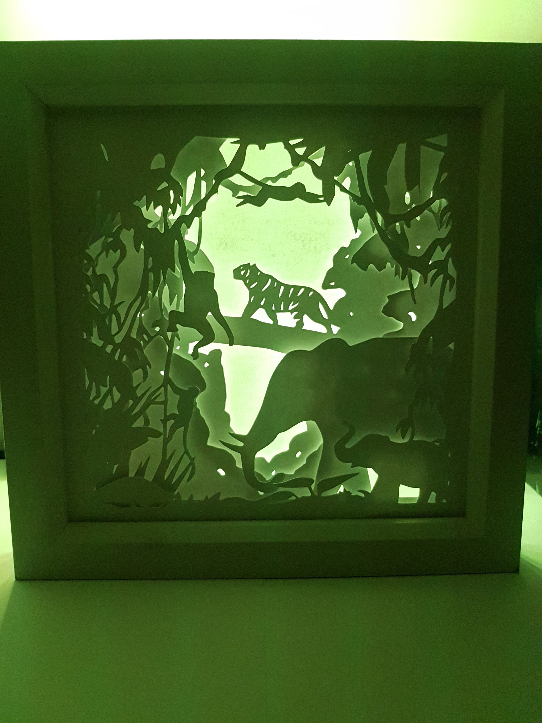 Animal Jungle shadow box SVG PDF PNG paper cutting instant | Etsy