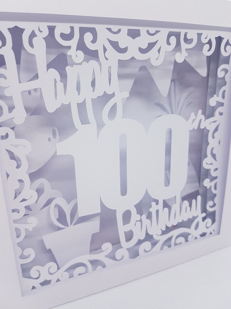 Happy 100th Birthday Shadow Box SVG PDF PNG Paper Cutting - Etsy