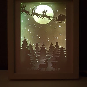 Reindeer Forest Christmas Shadow Box SVG PDF PNG Paper Cutting Instant ...