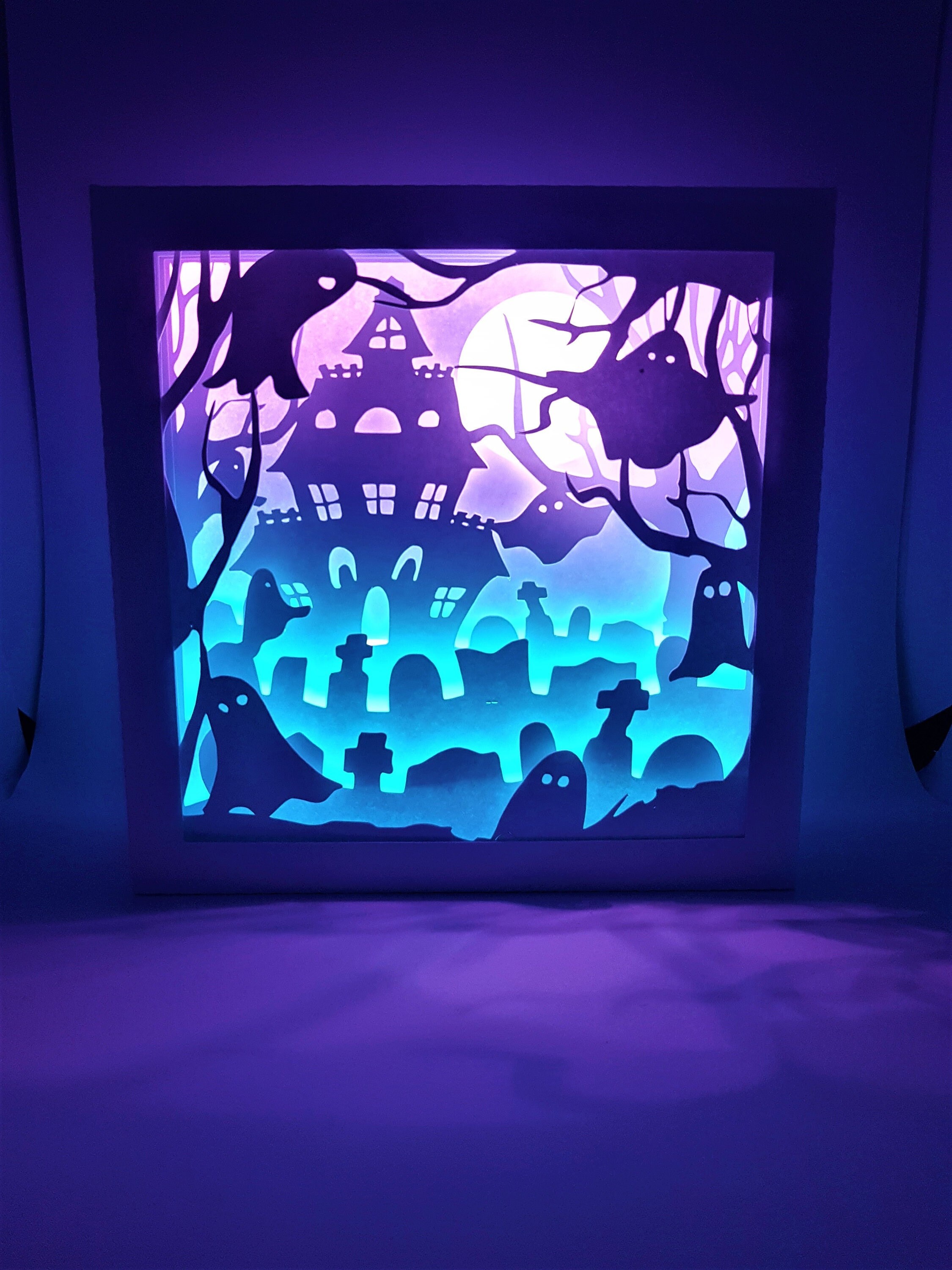 Ghost House Halloween Shadow Box SVG PDF PNG Paper Cutting | Etsy