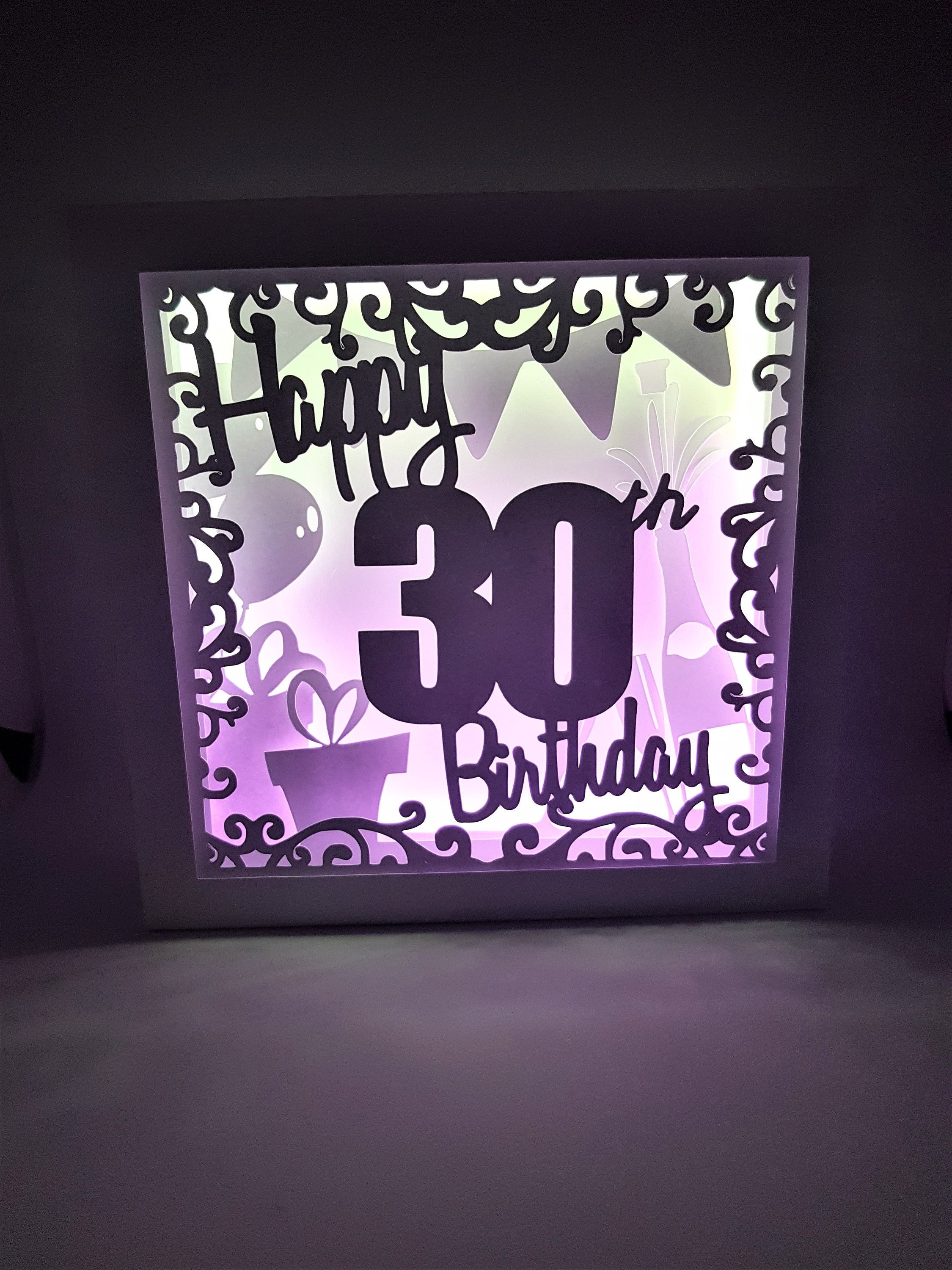 Happy 30th Birthday Shadow Box SVG PDF PNG Paper Cutting Instant ...