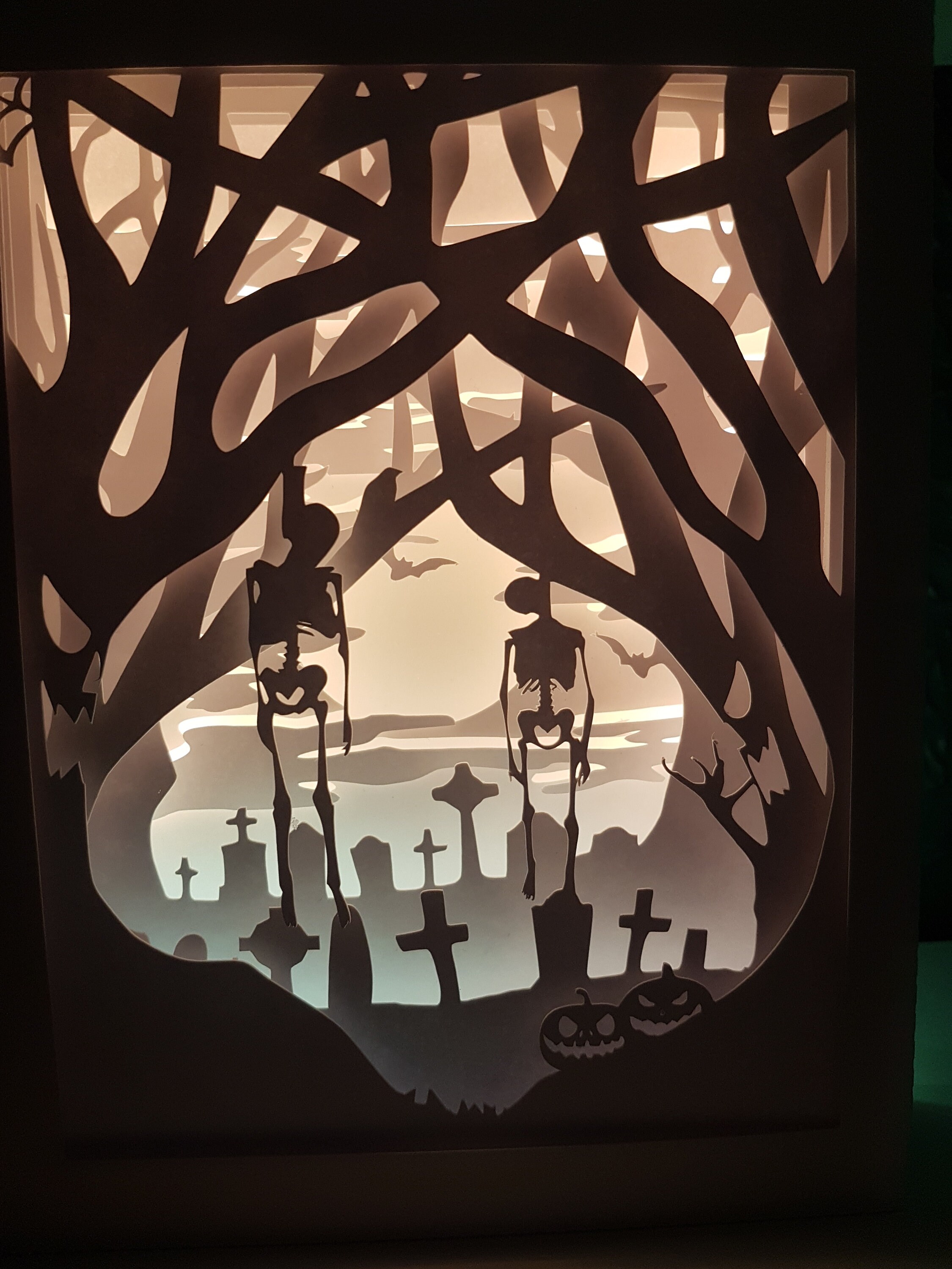 Haunted Forest Skeleton Halloween Shadow Box SVG PDF PNG Paper - Etsy